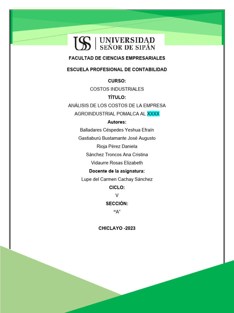 Análisis de Costos en Pomalca S.A.A. | PDF | Costo | Business