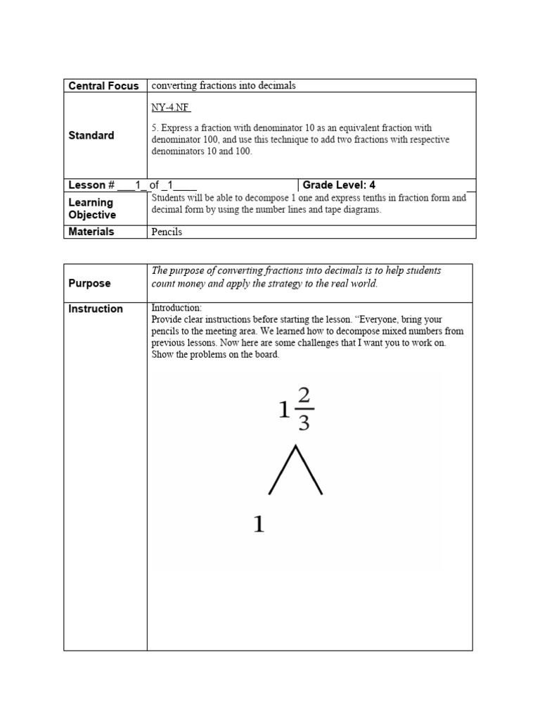 Lesson Plan 2 | PDF | Decimal | Numbers