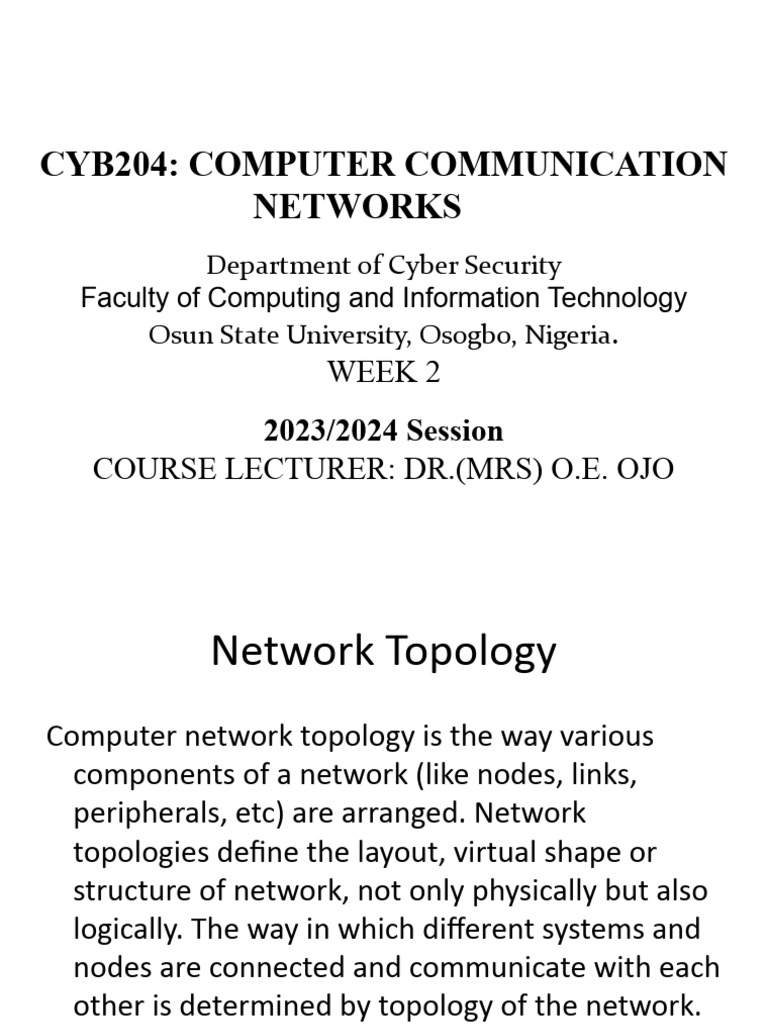CYB204 Week2-Topology | PDF | Network Topology | Computer Network