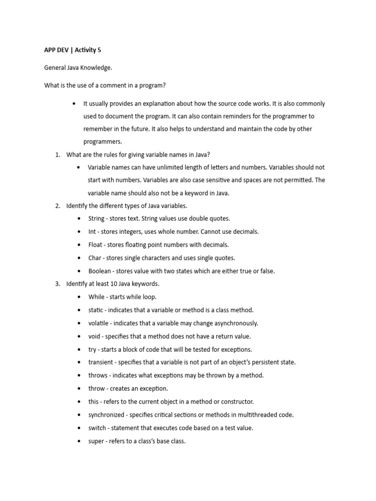 Activity 5 | PDF | Integer (Computer Science) | Data Type