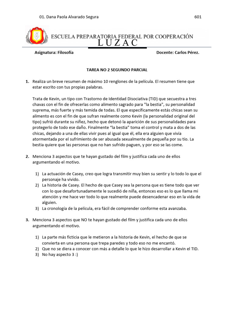 Análisis de "Split": Personalidades y Trastornos | PDF | Novela negra, policíaca y suspenso