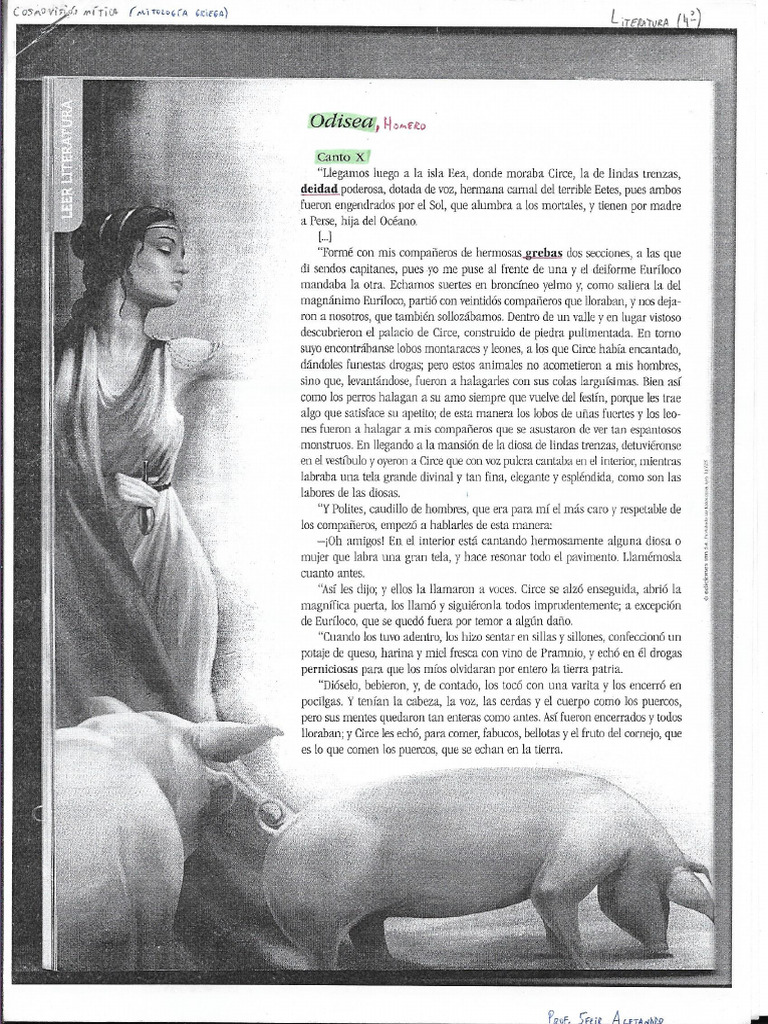 Canto X, La Odisea, Homero. Fragmento | PDF