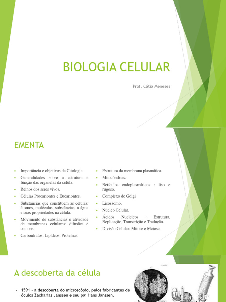 Bio Celular Aula 1 | PDF | Célula (Biologia) | Bactérias