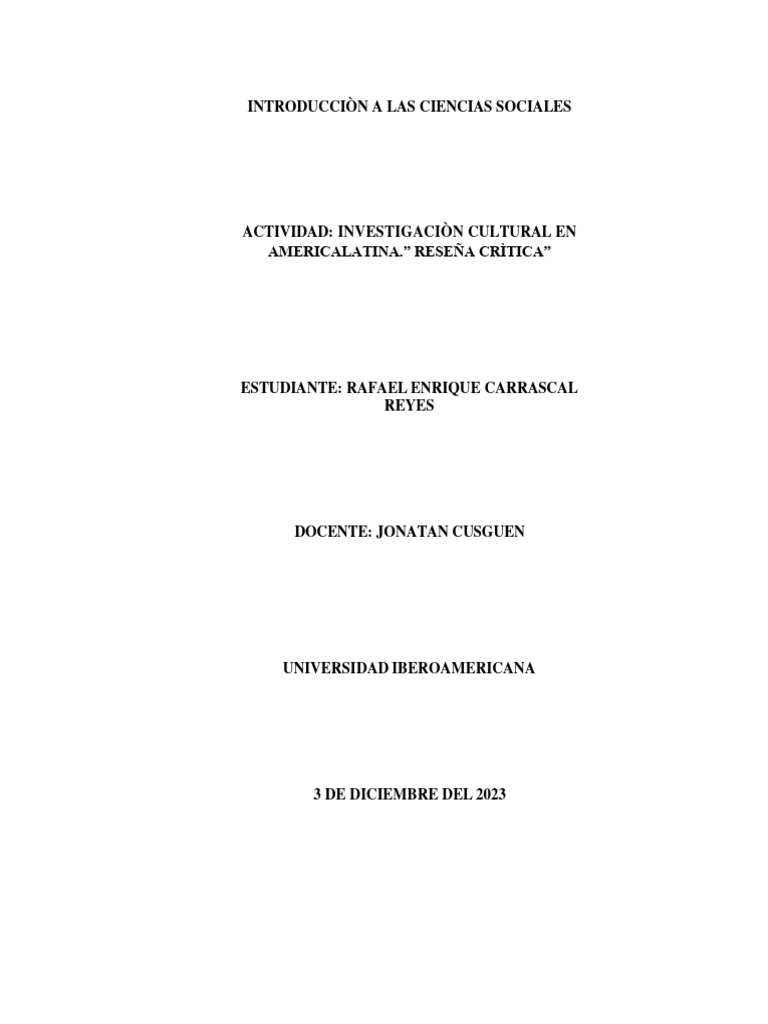 Investigación Cultural en América Latina | PDF | Estudios culturales ...