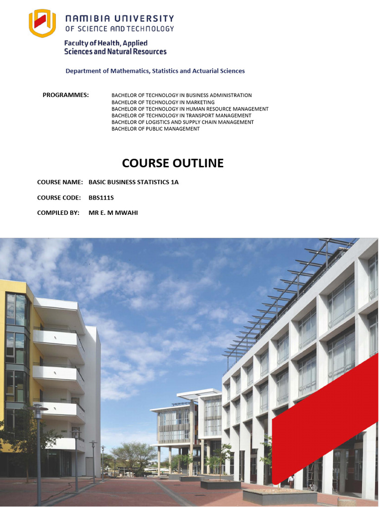 BBS111S Course Outline Final | PDF | Probability Distribution | Random Variable