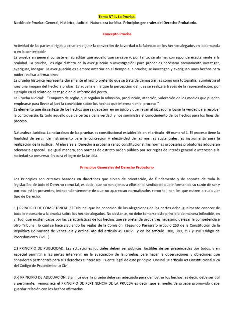 GUIA PRUEBAS parcial 1 | PDF | Evidencia (ley) | Ley procesal