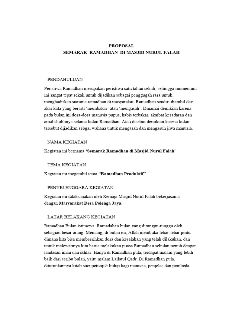 Proposal Semarak Ramadhan | PDF