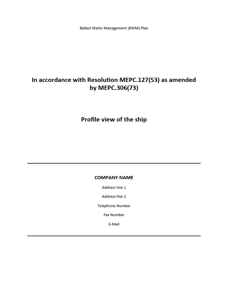 Ballast Water Management Plan Overview | PDF | Ships | Water