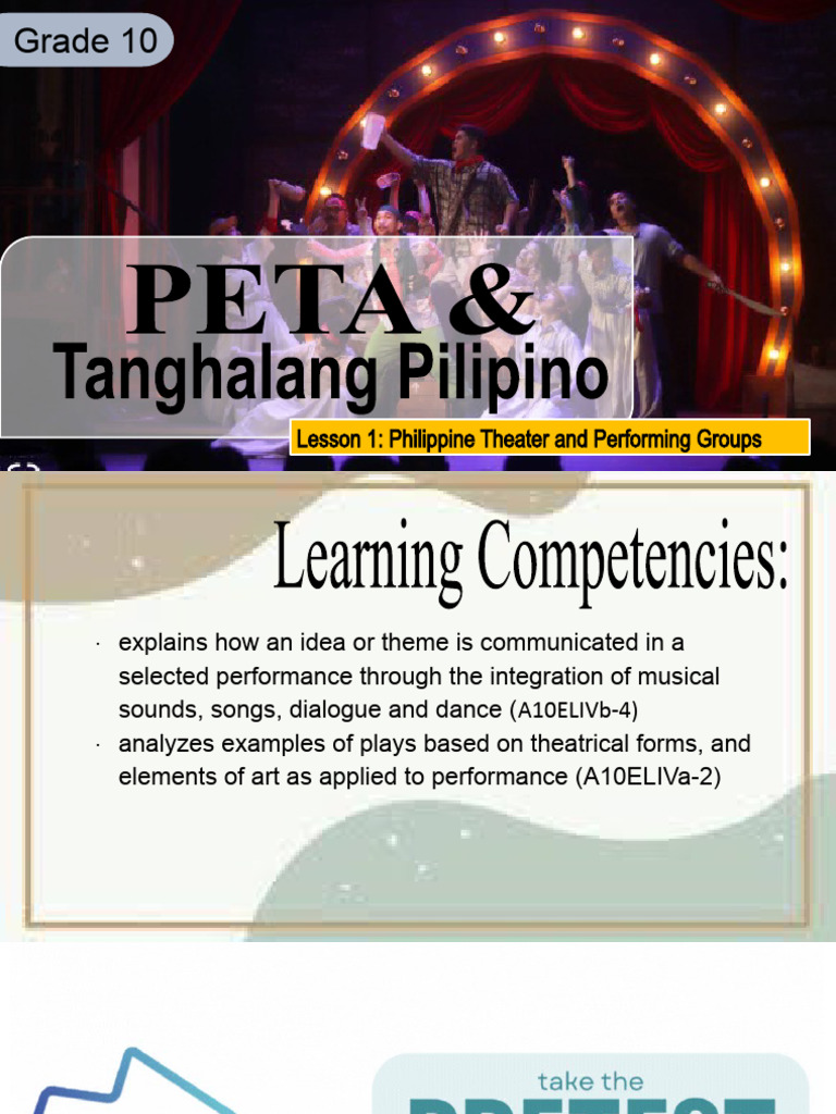 Q4-PPT-Arts10 - Lesson 1 (PETA & Tanghalang Pilipino) | PDF | Theatre