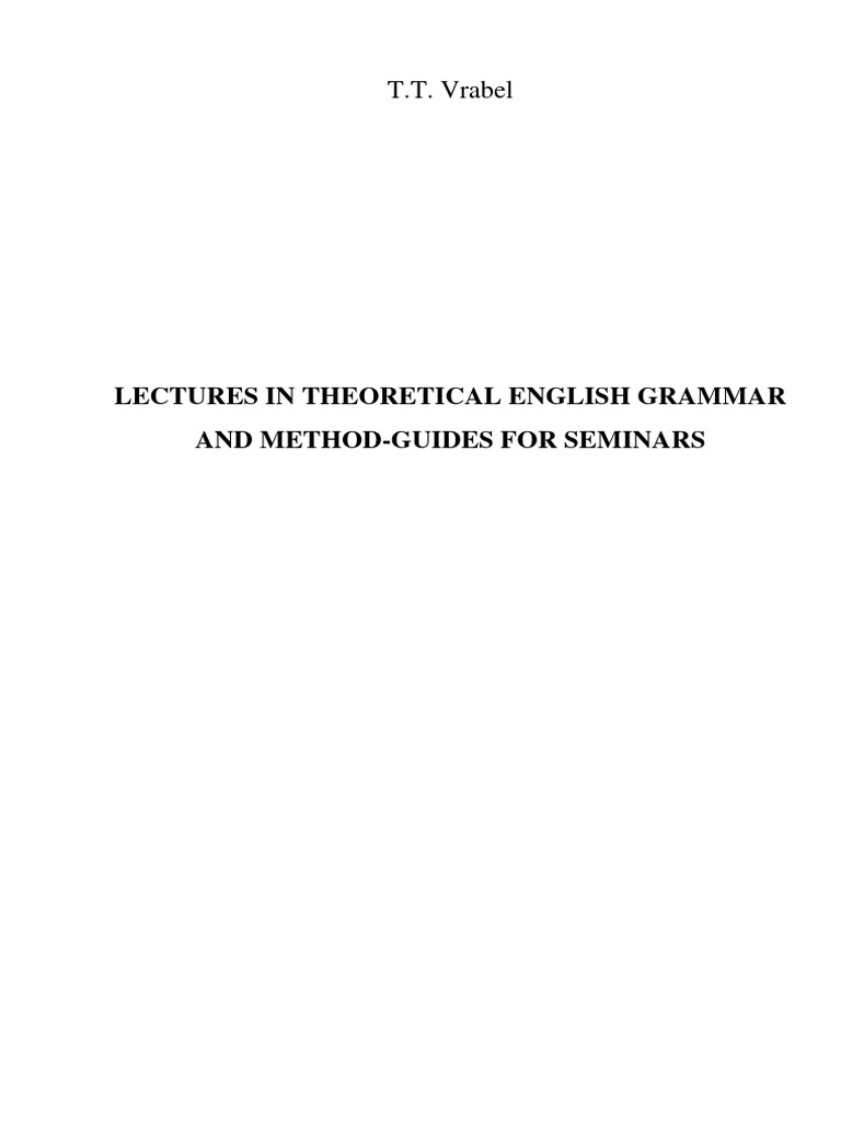 Lectures in Theor Grammar | PDF | Part Of Speech | Word