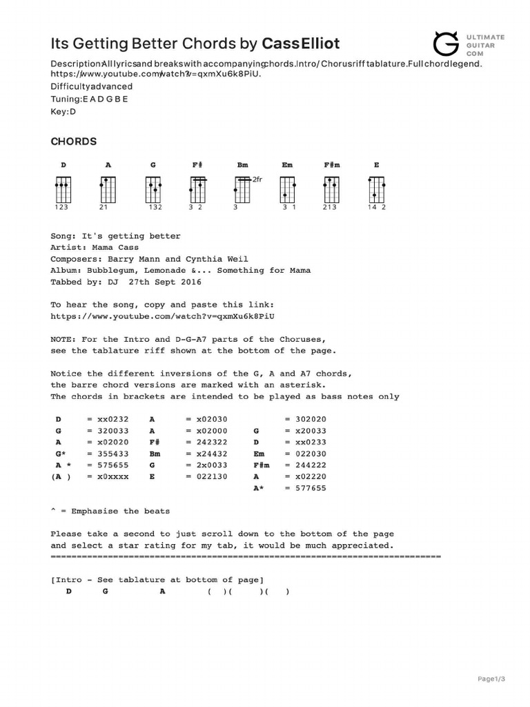 Its Getting Better Chords | PDF