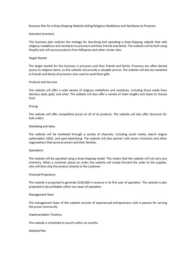 Drop Shipping Plan | PDF | Marketing | Economies