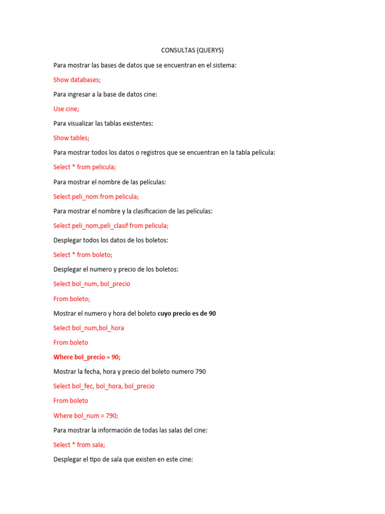 2 - Consultas BD Cine | PDF
