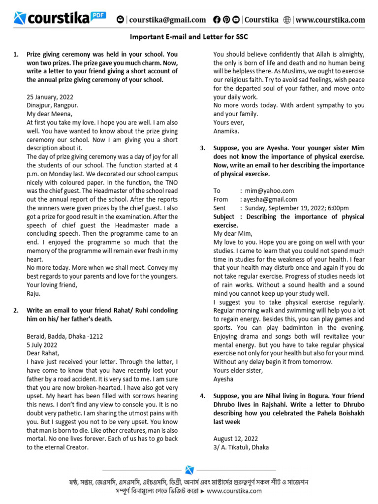 E-Mail and Letter For SSC | PDF | Bangladesh