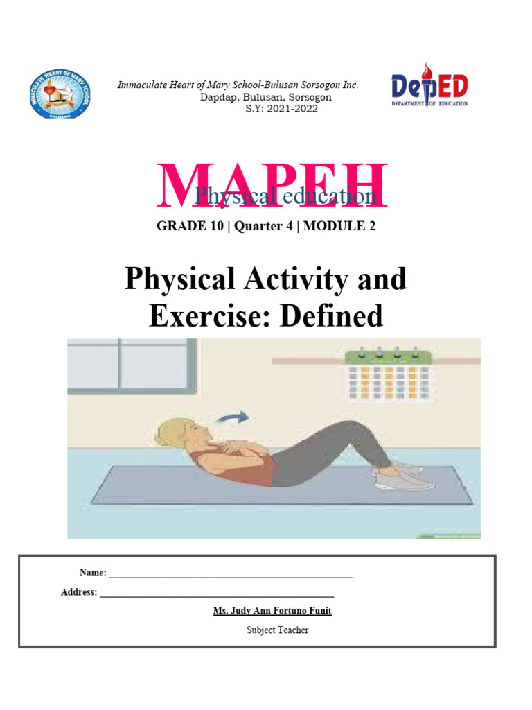 Mapeh: Physical Activity and Exercise: Defined | PDF | Physical Fitness ...