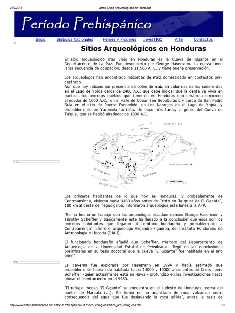 Otros Sitios Arqueológicos en Honduras | PDF | Honduras | Arte roquero
