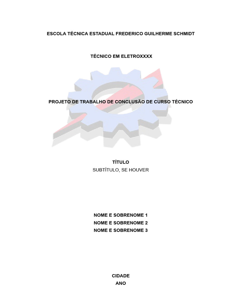 Modelo Projeto de TCCT 3 - Ano - Frederico Schmidt 2024 | PDF ...