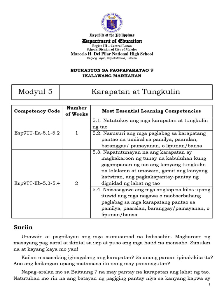 Handouts 2nd Quarter | PDF