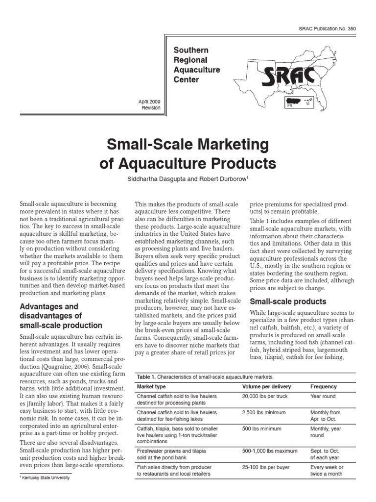 Srac 350 Small Scale Marketing of Aquaculture Products | PDF | Prices ...