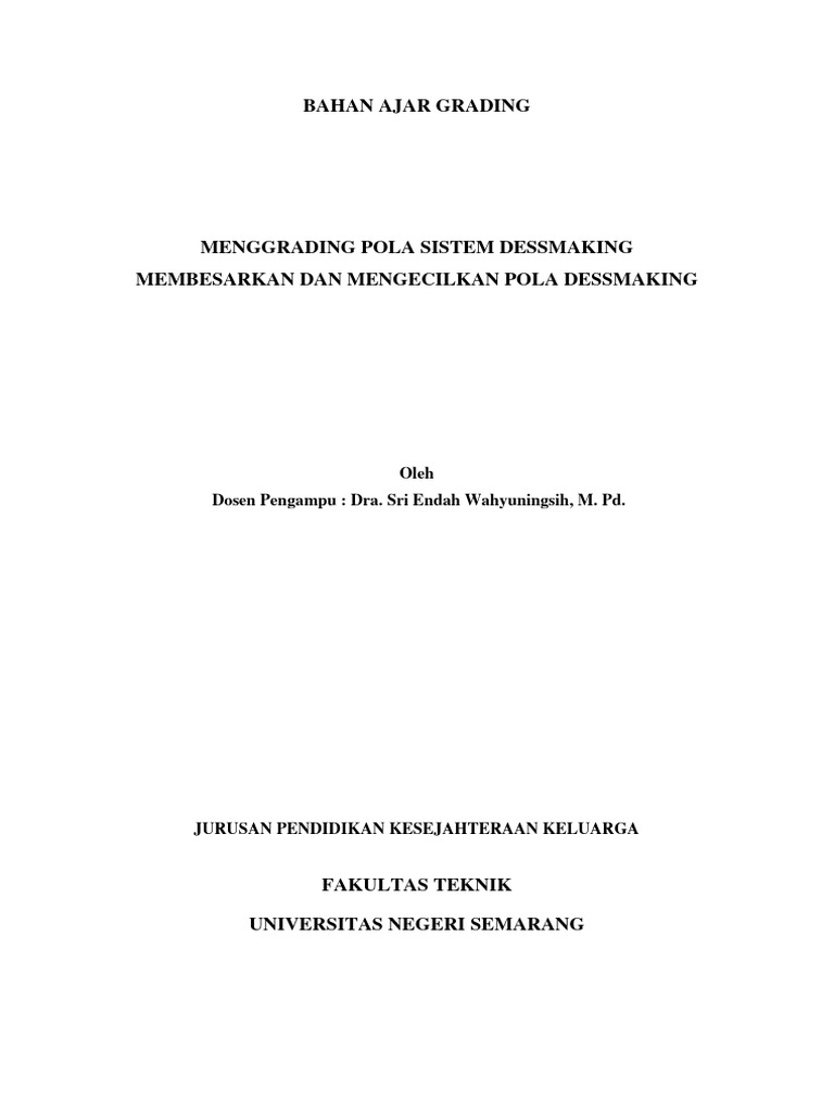Grading Pola Busana: Teknik dan Metode | PDF | Seni