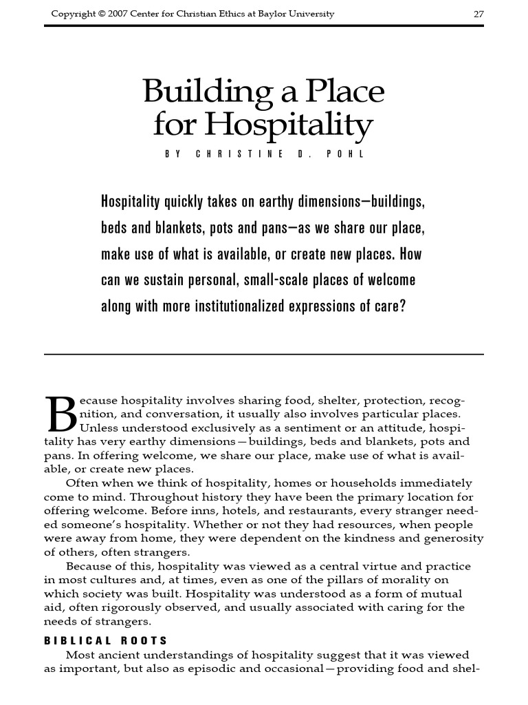 Building A Place For Hospitality | PDF | Monastery