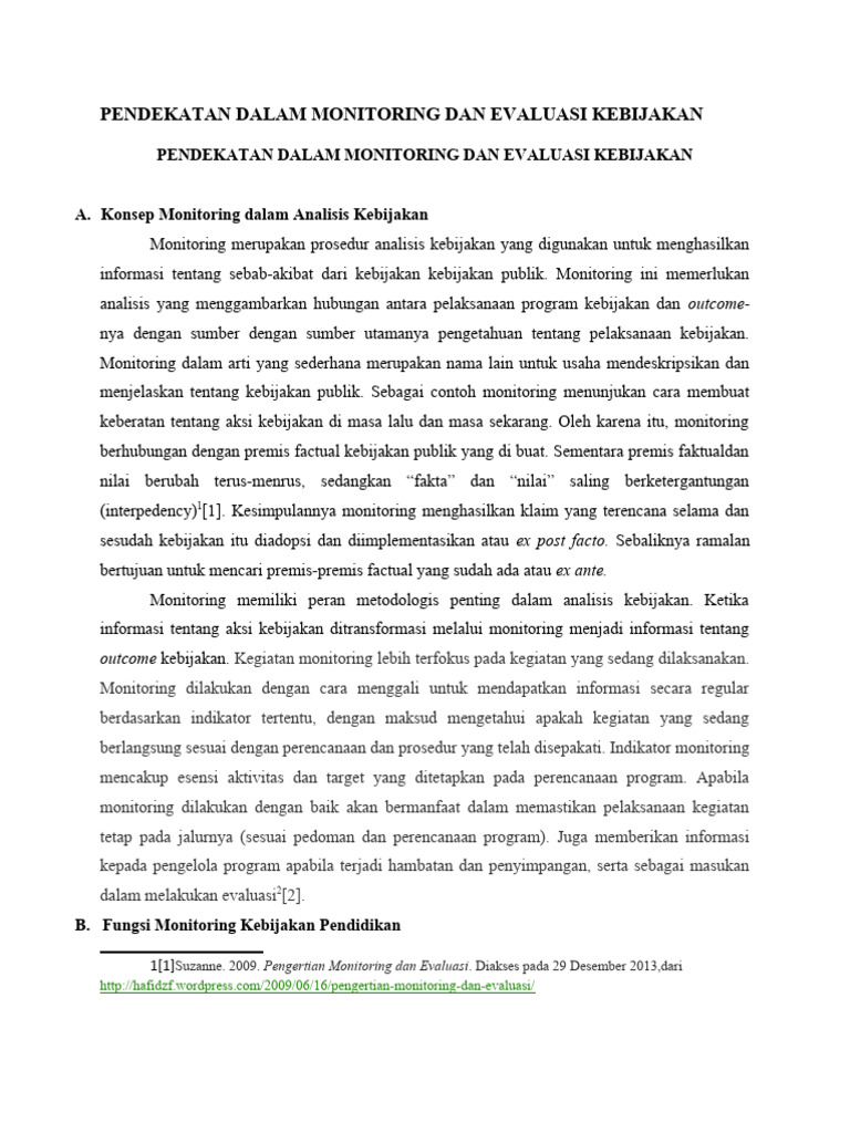 Monitoring Dan Evaluasi Kebijakan Pendidikan | PDF