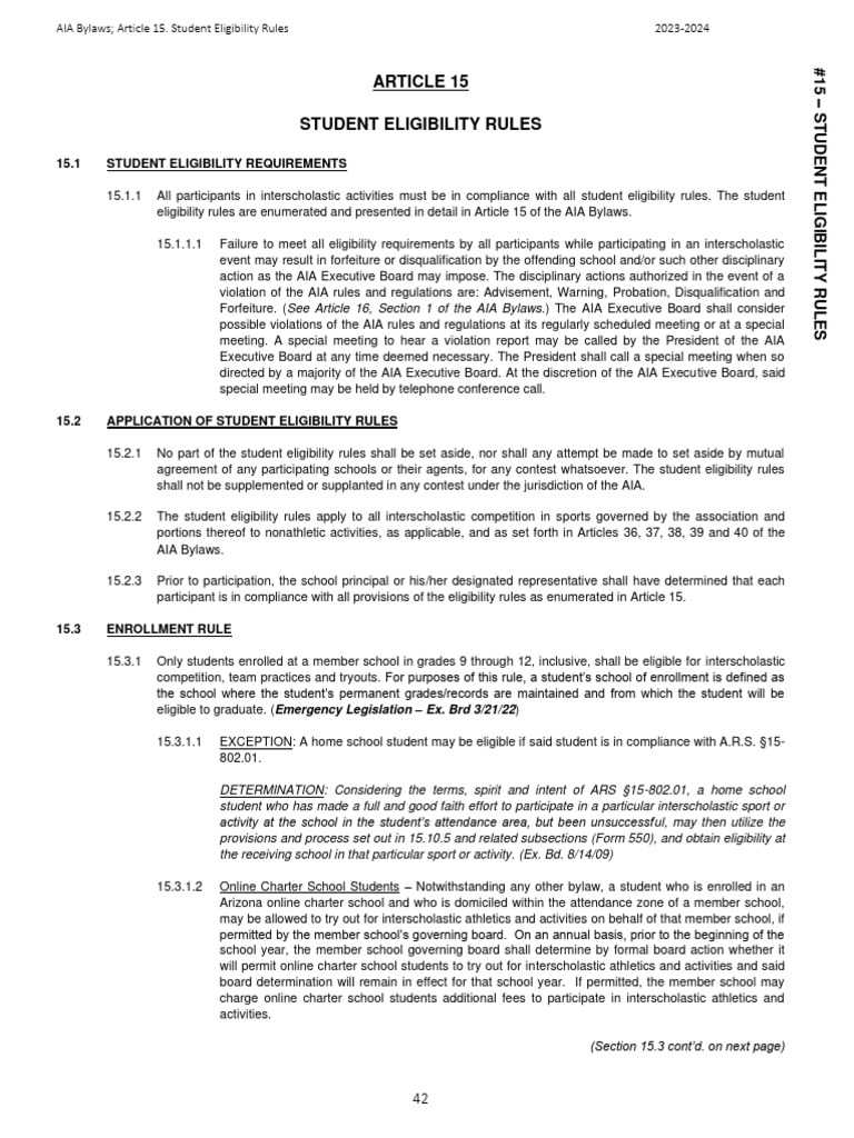 AIA Student Eligibility Rules 2023-2024 | PDF | Physician | Birth ...
