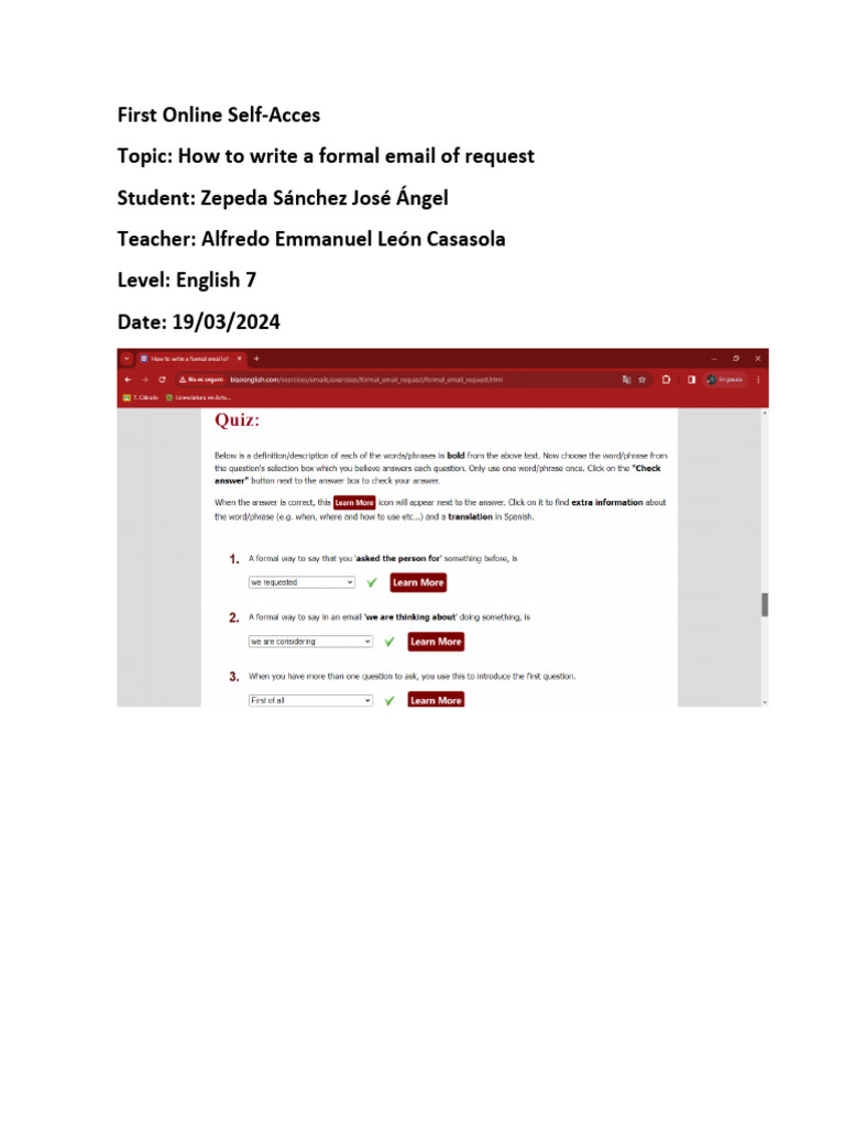 How To Write A Formal Email of Request (Exercises) | PDF