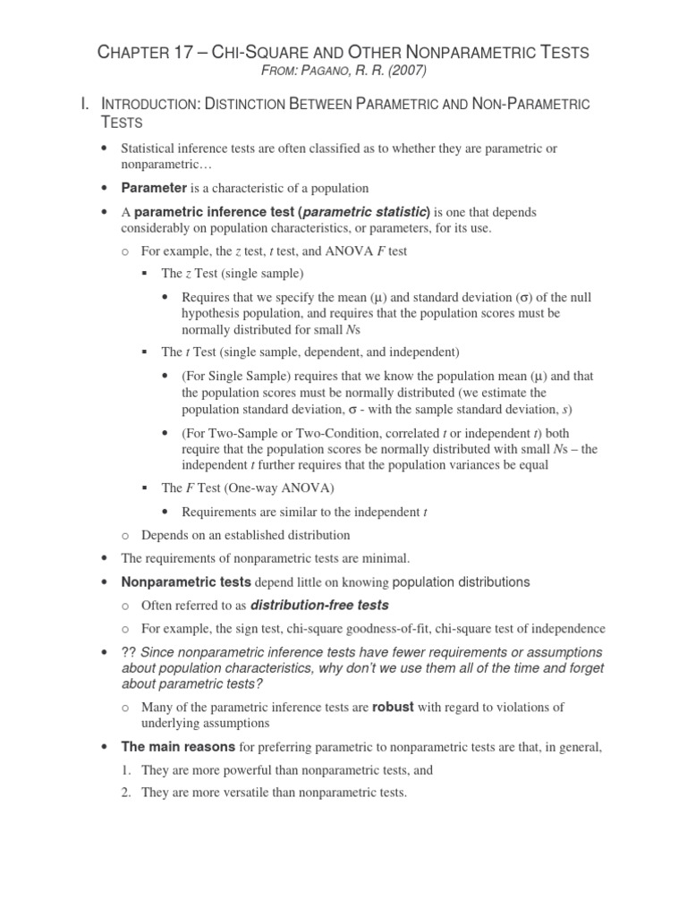 Chi and Other Parametric | Download Free PDF | Student's T Test | Chi ...