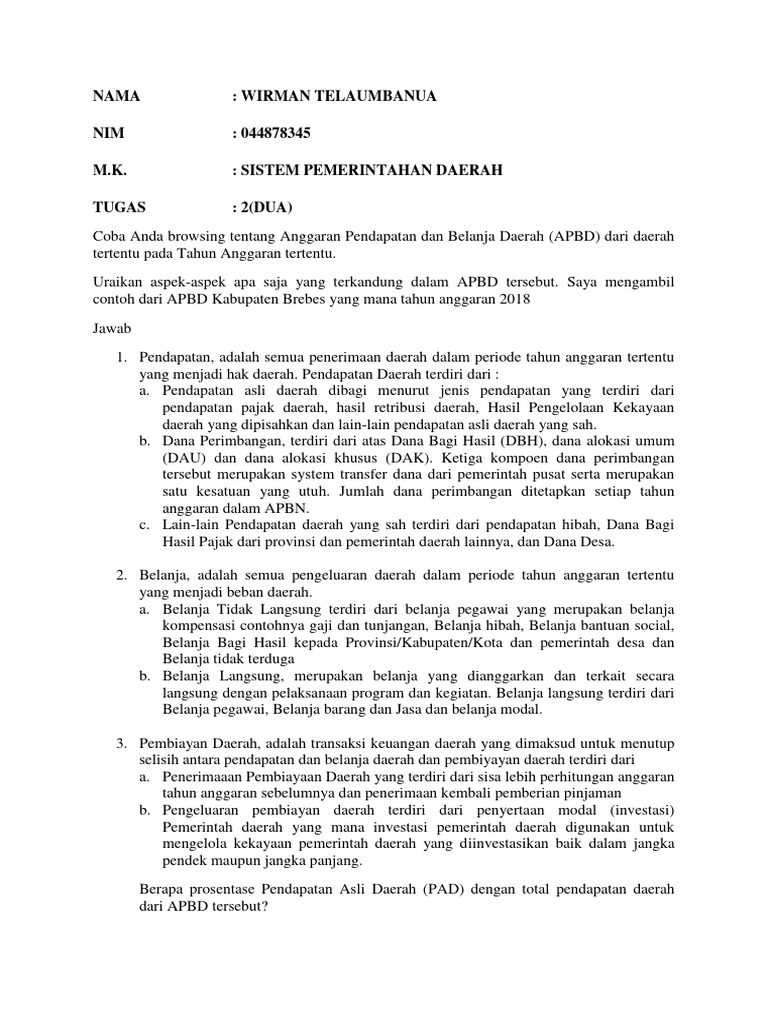 Tugas 2 Sistem Pemerintahan Daerah | PDF