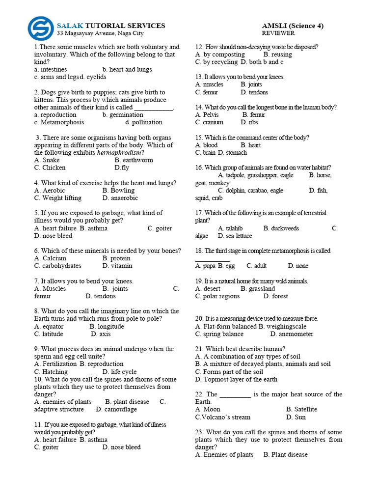 AMSLI Reviewer (ANSWER SHEET) | PDF | Water | Cloud