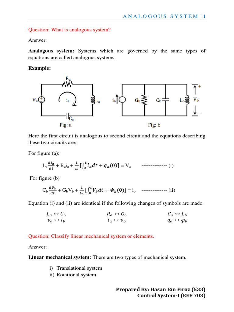 Analogous System | Download Free PDF | Torque | Force
