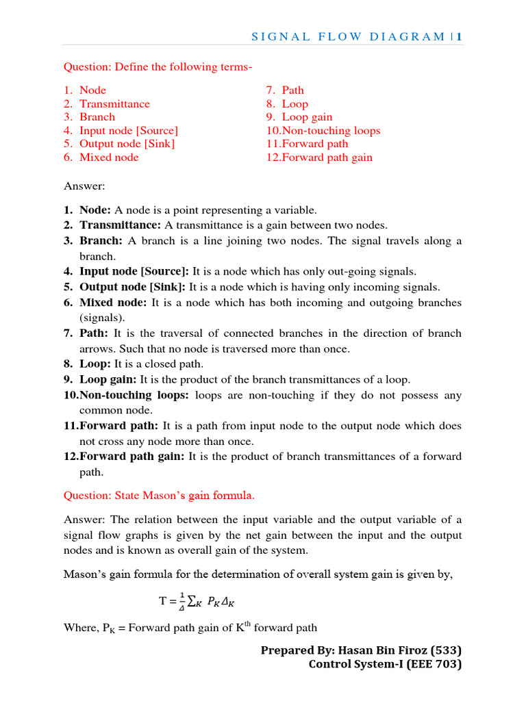 Signal Flow Diagram | PDF | Mathematical Relations | Telecommunications Engineering