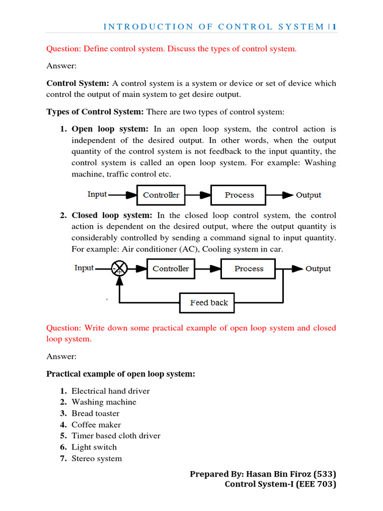 Introduction of Control System (Complete) | Download Free PDF | Control Theory | Feedback