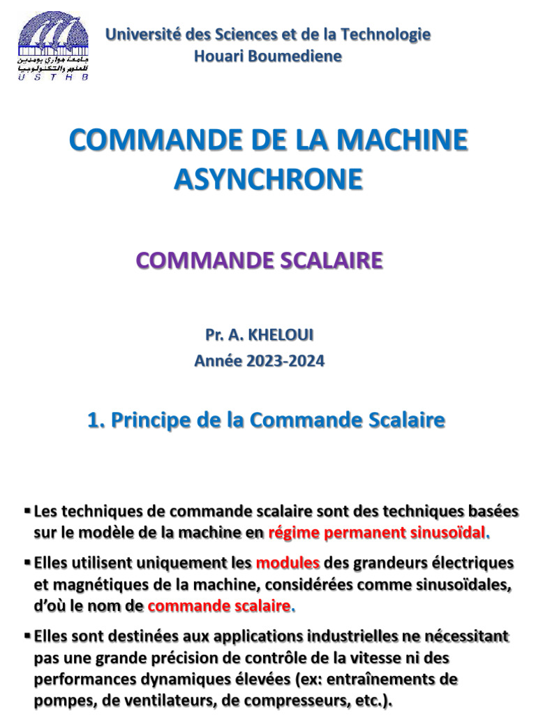 Commande scalaire des machines asynchrones | PDF | Électromagnétisme ...