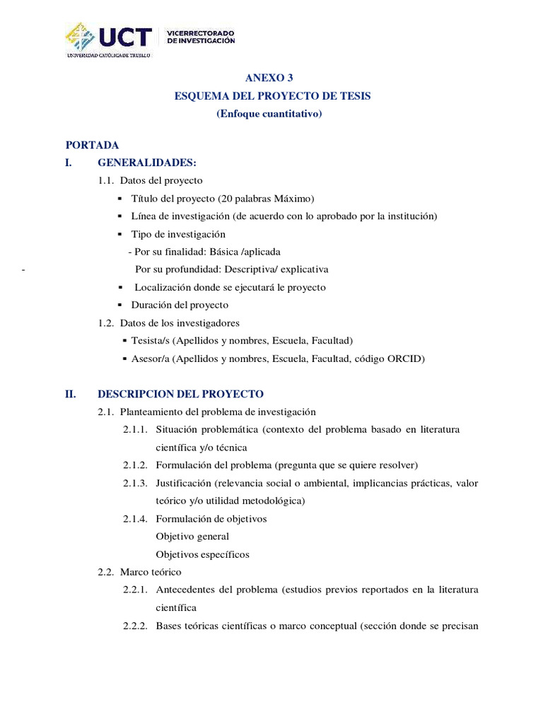 Esquema de Proyecto - Cuantitativo | Descargar gratis PDF | Teoría | Cognición