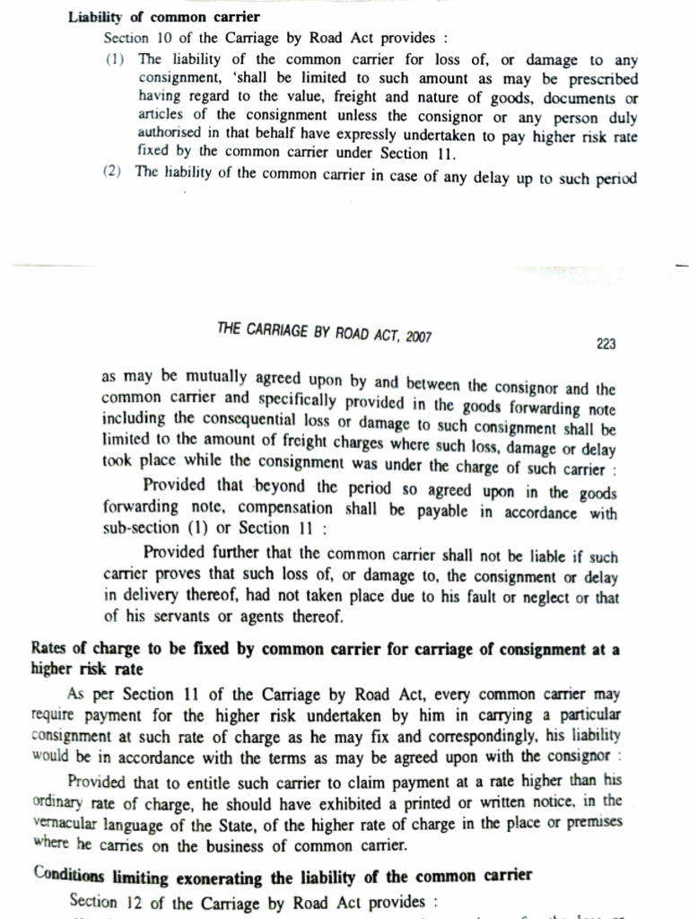 Liability of Carriers | PDF | Legal Liability | Common Carrier