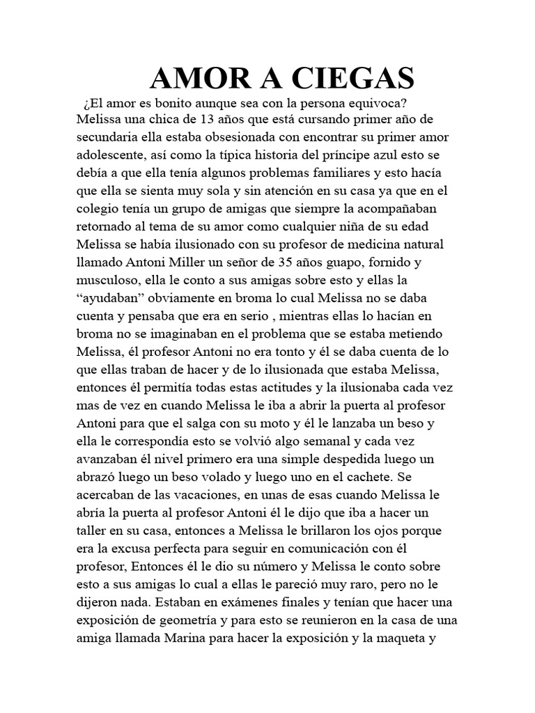 Amor a ciegas: la ilusión de Melissa | PDF