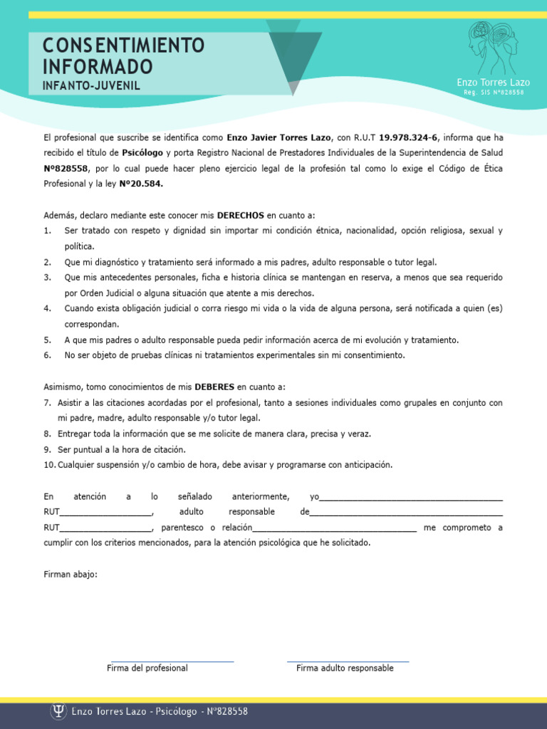 Consentimiento Ps. Infantil | PDF