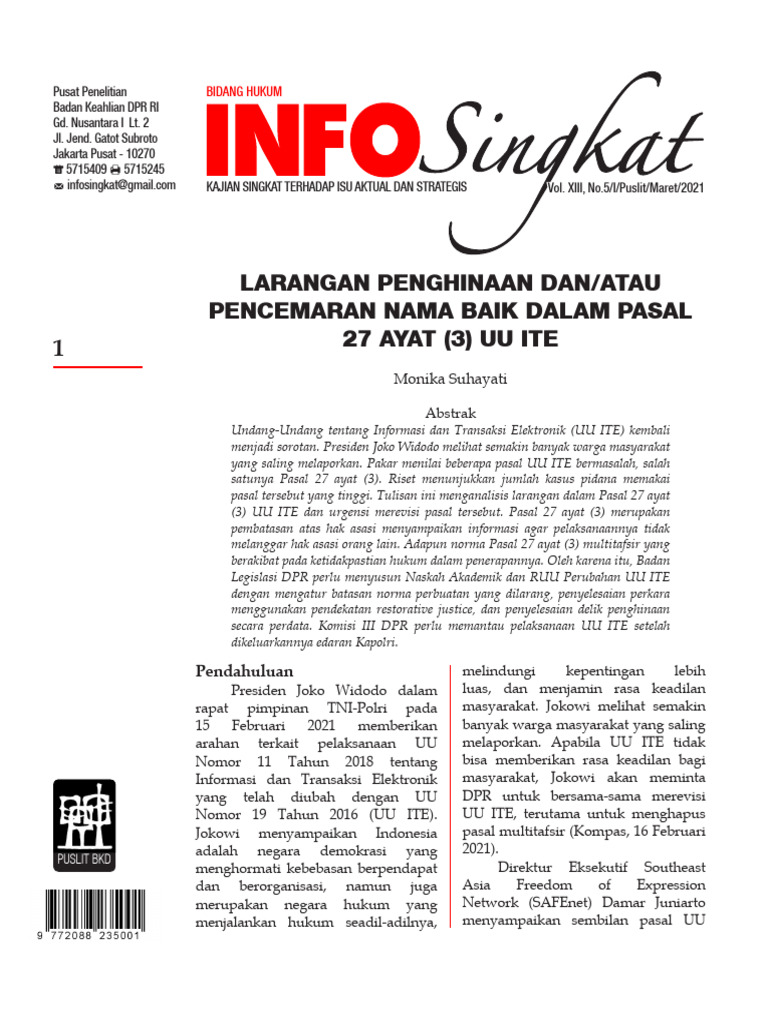 Info Singkat-XIII-5-I-P3DI-Maret-2021-241 | PDF