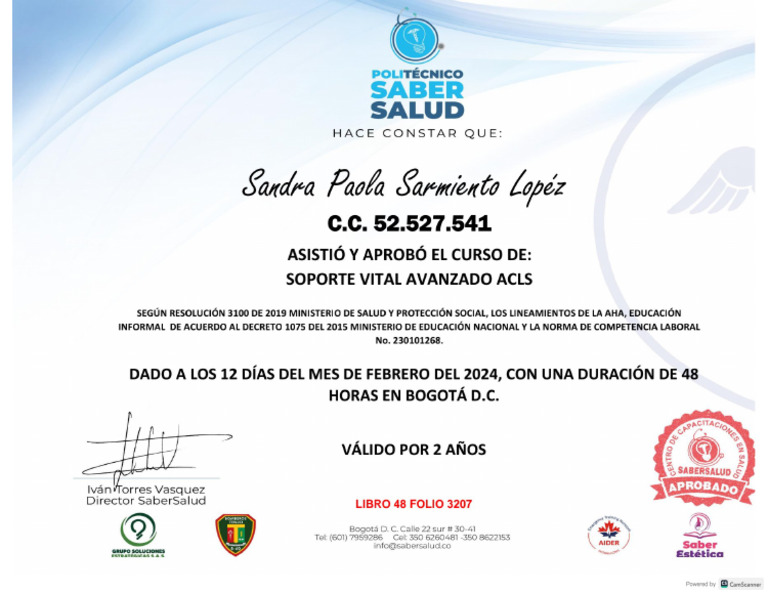 Certificado - 027692 Sandra Paola Sarmiento Lopéz 52527541 27692 | PDF