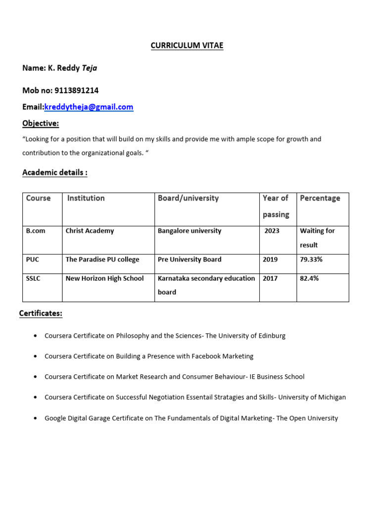 Reddy Teja Resume | PDF | Human Communication