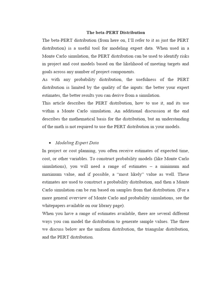 Understanding the Beta-PERT Distribution | PDF | Probability ...