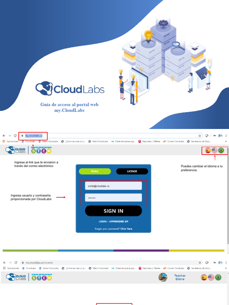 Guia de Acceso Portal Web My - Cloudlabs | PDF | Laboratorios