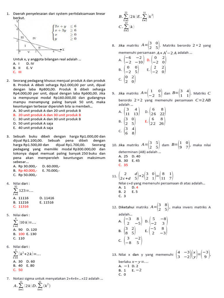 Kumpulan Soal PAS Mat Wajib Kelas XI 2023 Semester Ganjil | PDF | Metode & Bahan Ajar