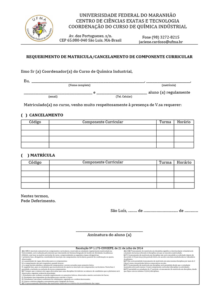 Requerimento Oficial MATR - CANCE | PDF