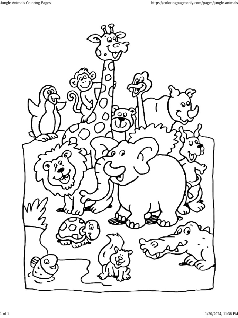 Jungle Animals Coloring Pages Printable | PDF