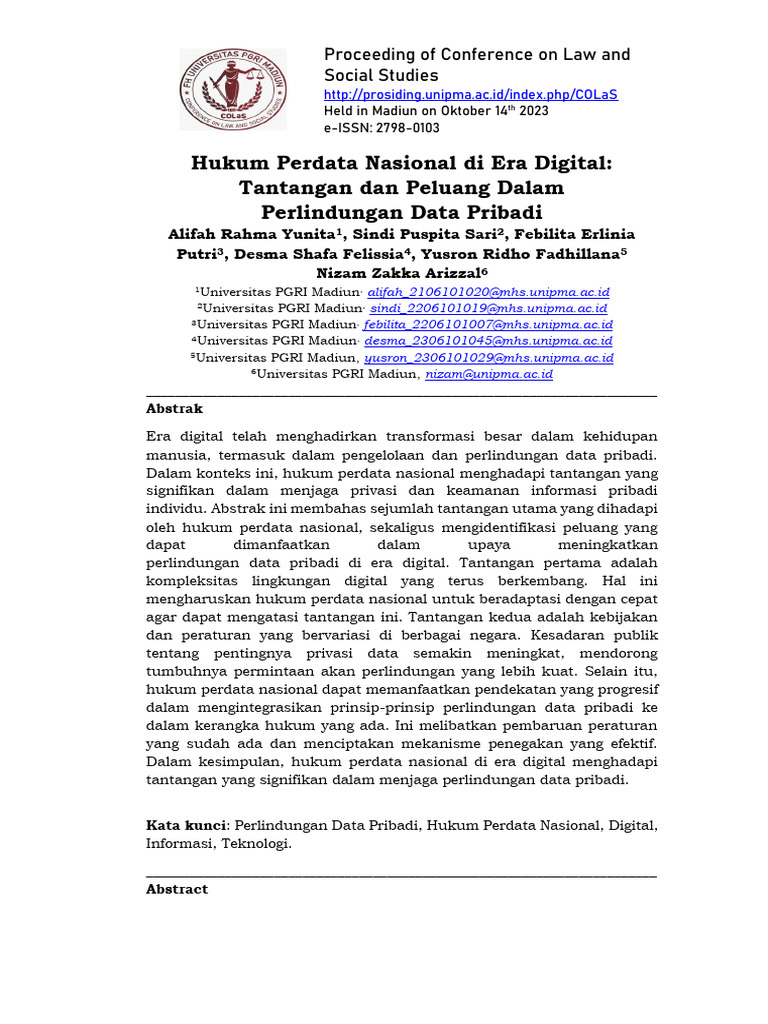 7 Tantangan Dan Peluang Dalam Perlindungan Data Pribadi | PDF | Politik | Ilmu Sosial