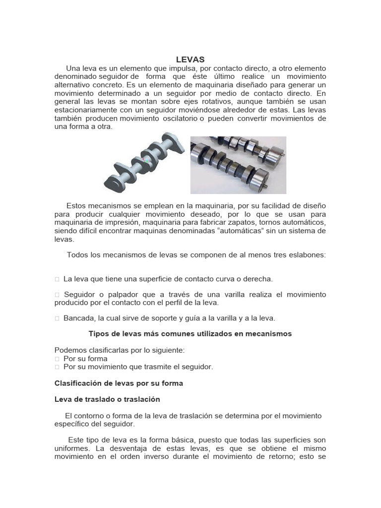 Tipos Y Mecanismos De Levas Pdf Fricción Fuerza
