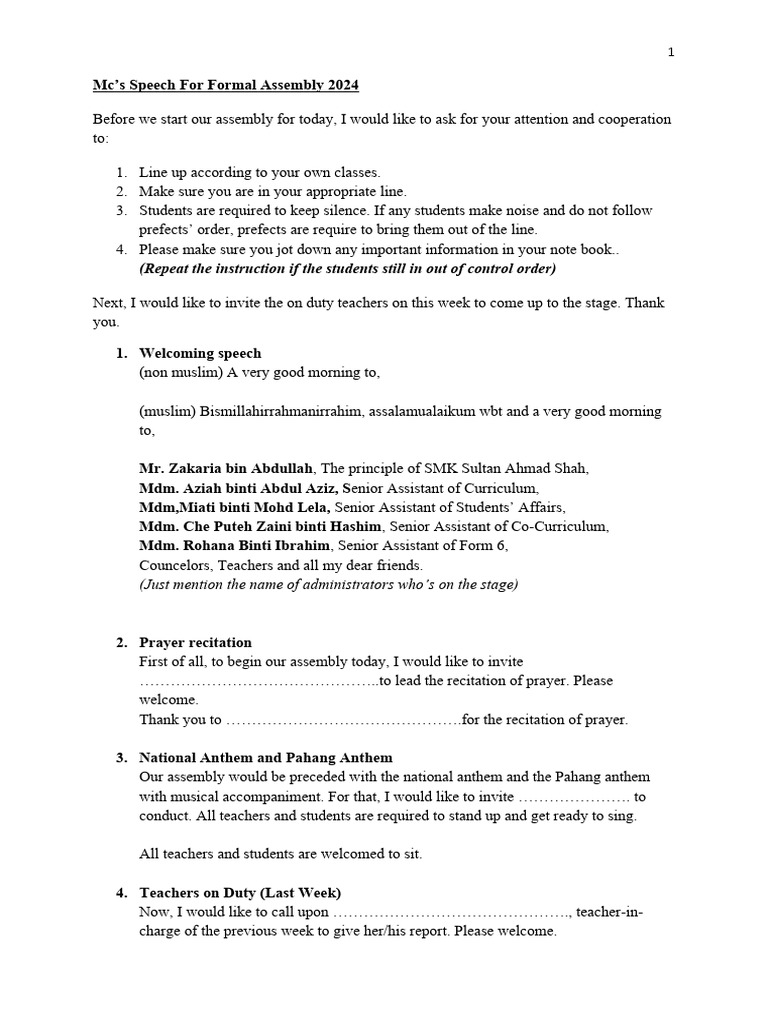 MC, S Speech | PDF